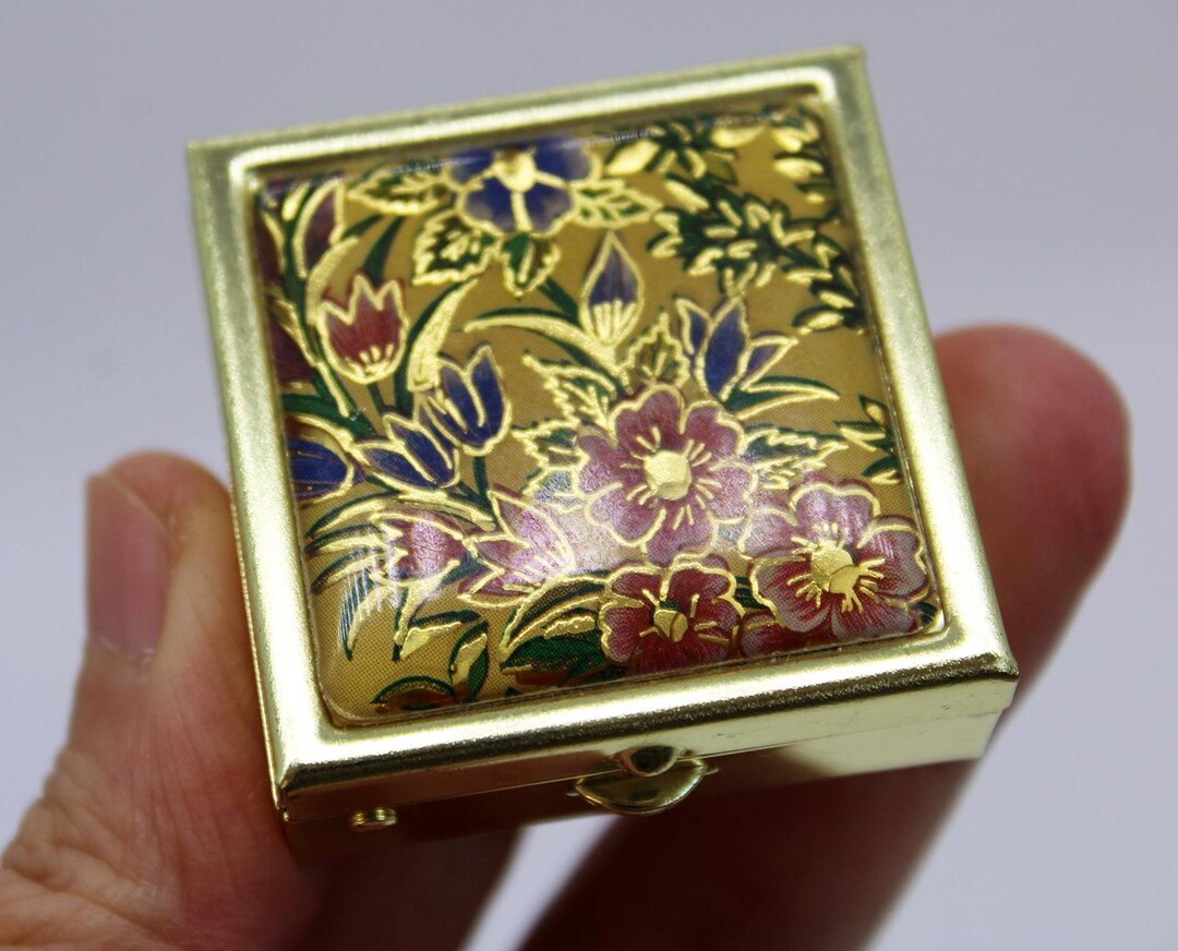 Vintage Gold Floral Pill Box - Nostalgic Gift, 2000s Miniature Pill Box ...