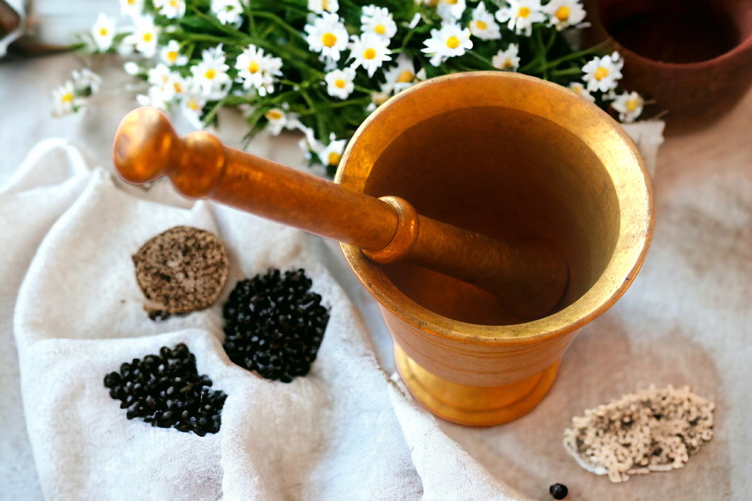 Easter Gift Large Brass Mortar, Turkish Pestle, Garlic Hammer, Old ...