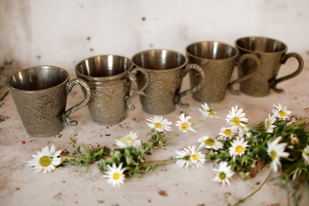 5 Pieces Vintage Zamzam Set, Christmas Gift Handcrafted Cup Set, Metal ...