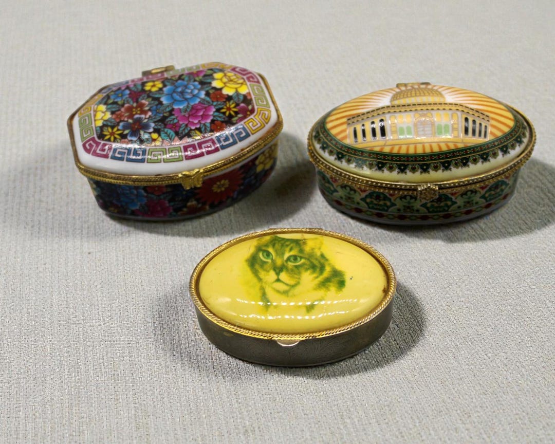 Multicolor Miniature Box Set Vintage Porcelain Enamel Decor Small ...