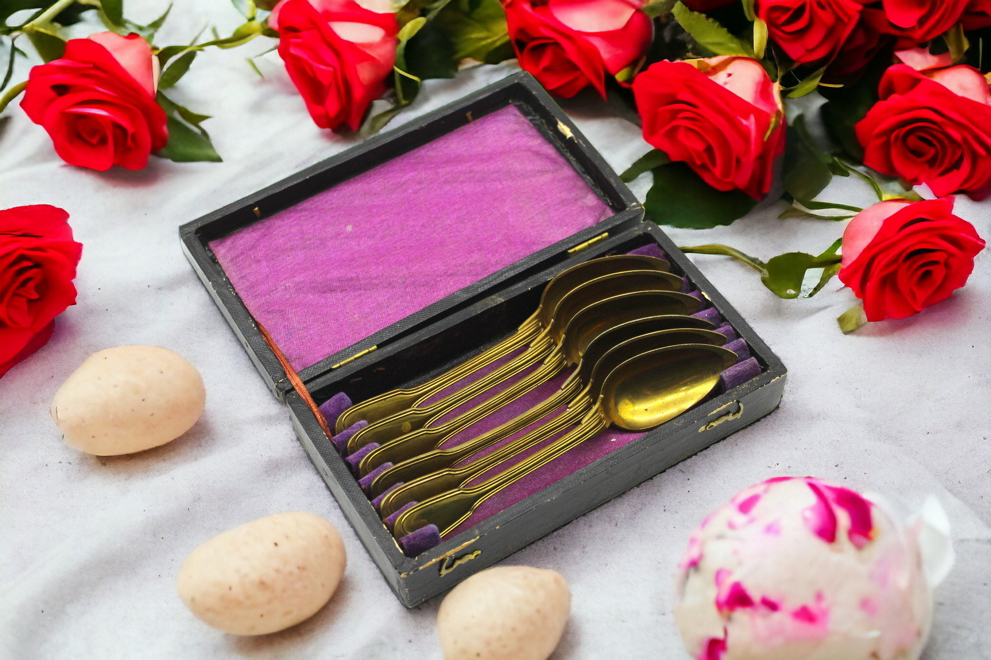 European Brass Dessert Spoon, 6 Pieces Vintage Brass Spoons, Nostalgic ...