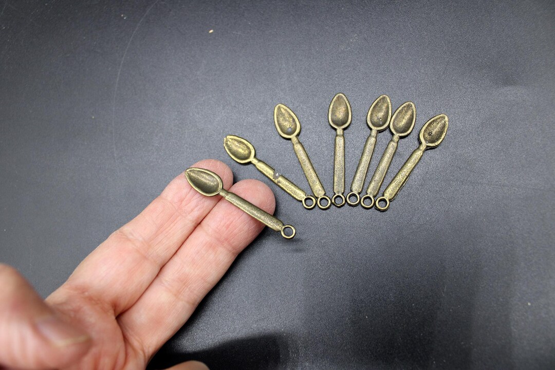 Vintage Miniature Brass Spoons Set 1990s Brass Kitchen Decor Collectible Antique Spoons perfect ...