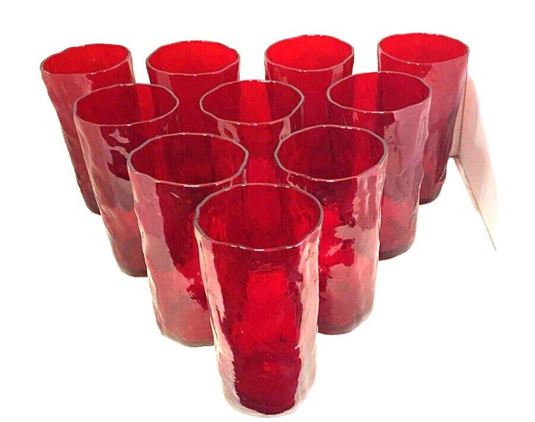 MCM -VINTAGE Morgantown Crinkle Ruby Red Iced Tea Glasses Set OF 10 - Etsy