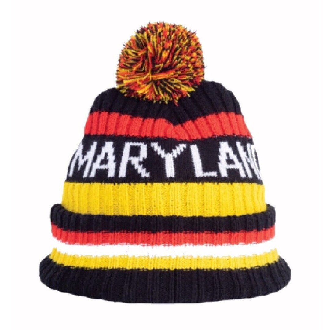Maryland Stripes Pom Beanie Cap Hat NEW Fast Free Ship - Etsy