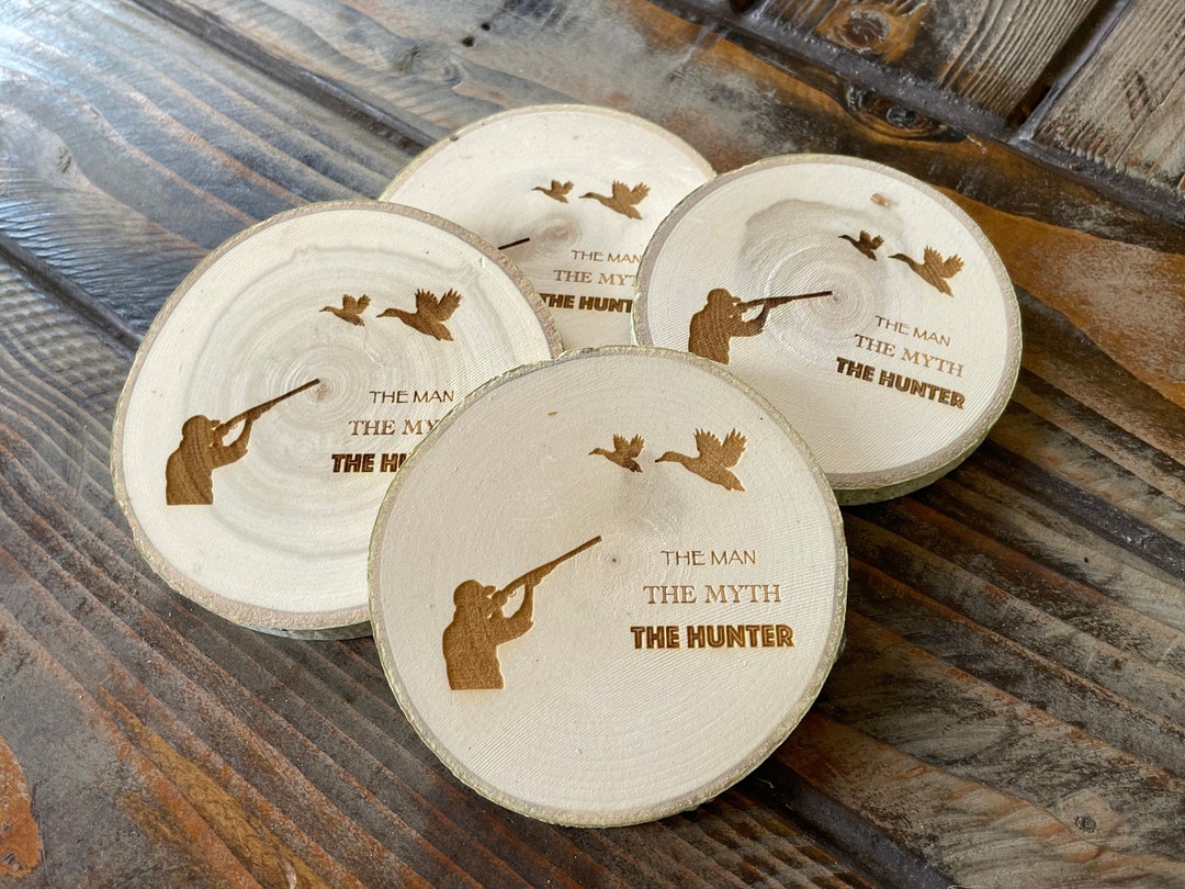 The Man, the Myth, the Hunter, Coaster Set for Him, Fathers Day Gift ...