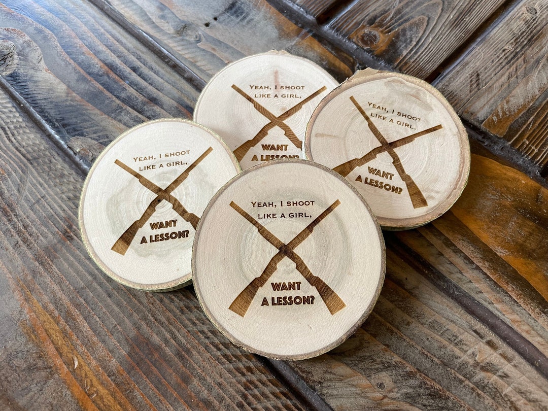 Shoot Like a Girl Coasters, Female Gun Enthusiast, Funny Gun Coaster ...