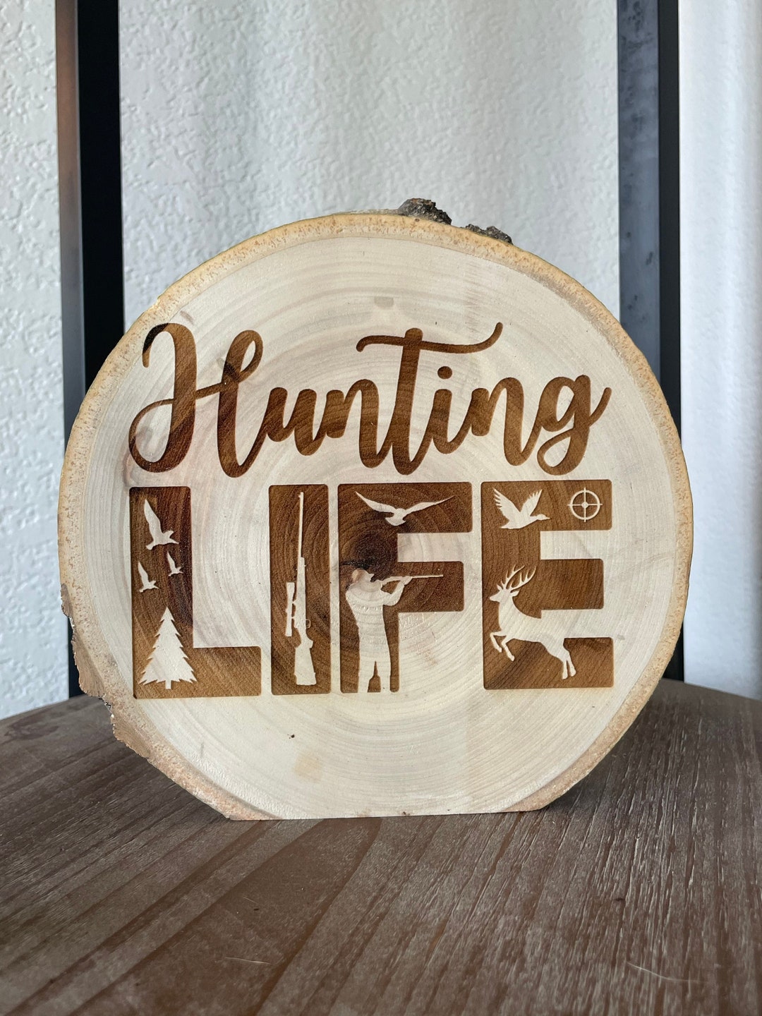 Hunting Life Standing Wood Shelf Decor, Hunting Gift, Desk Decor ...