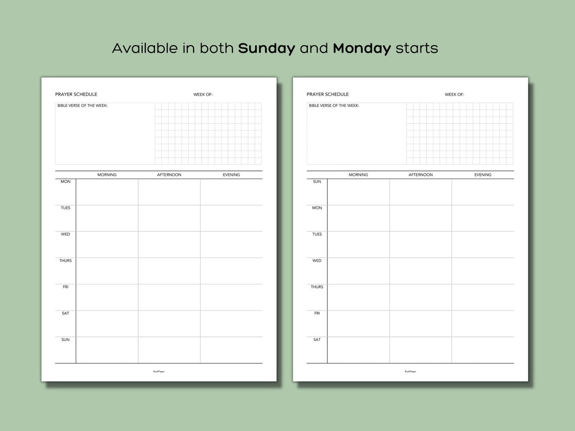 Weekly Prayer Schedule, Printable Prayer Log, Prayer Request Organizer ...