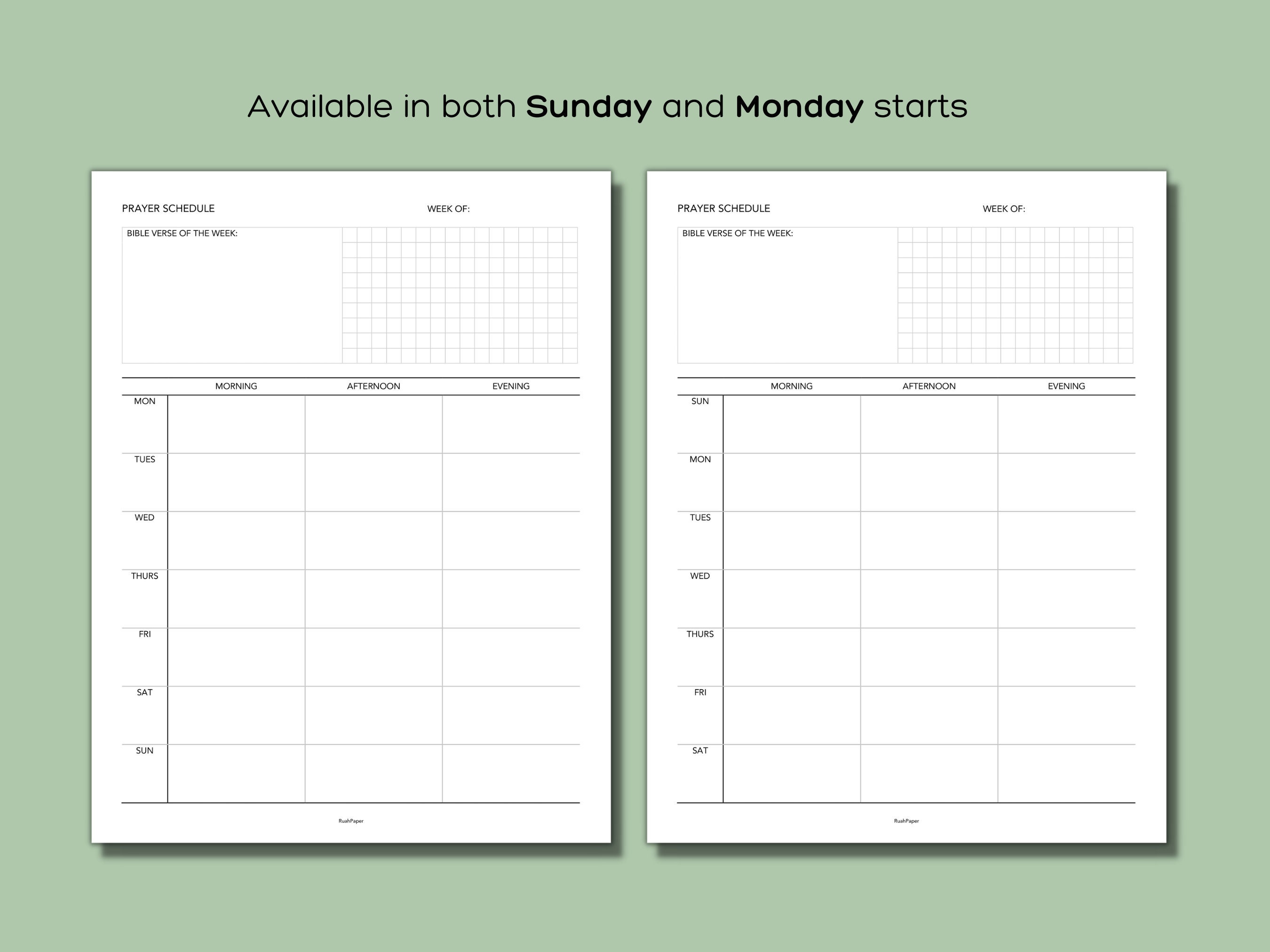 Weekly Prayer Schedule, Printable Prayer Log, Prayer Request Organizer ...