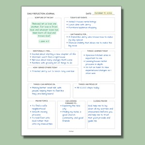 Faith Based Daily Reflection Journal, Night Time Journaling, Printable ...