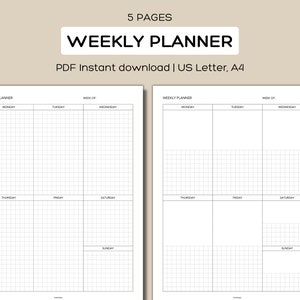 Weekly Planner Printable Undated Weekly Planner Template US - Etsy