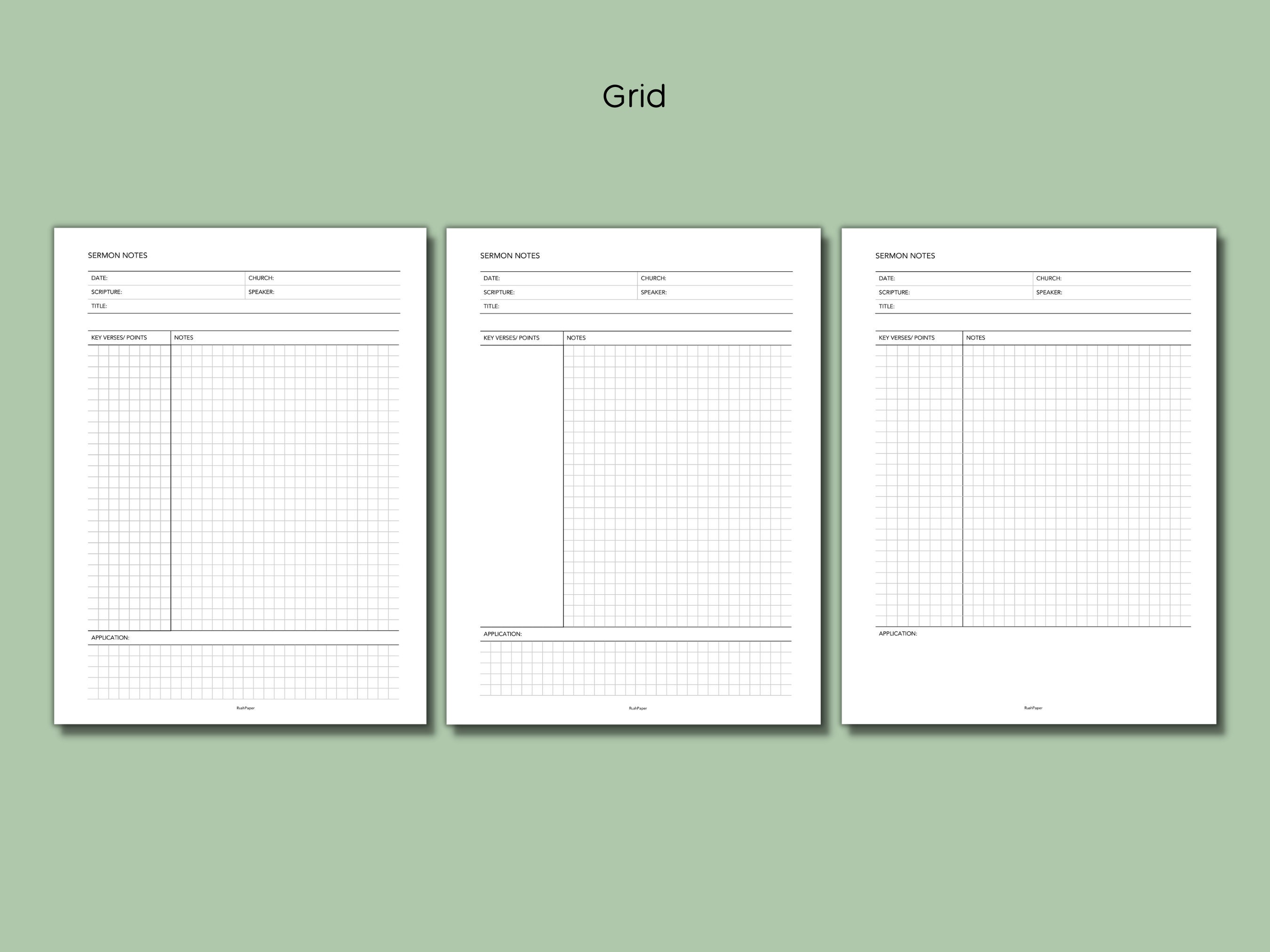 Sermon Notes Template, Printable, Lined, Blank, Grid, Spiritual Life ...