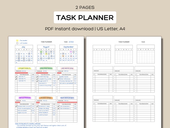Multi-project Task Planner With Calendar Printable Task - Etsy