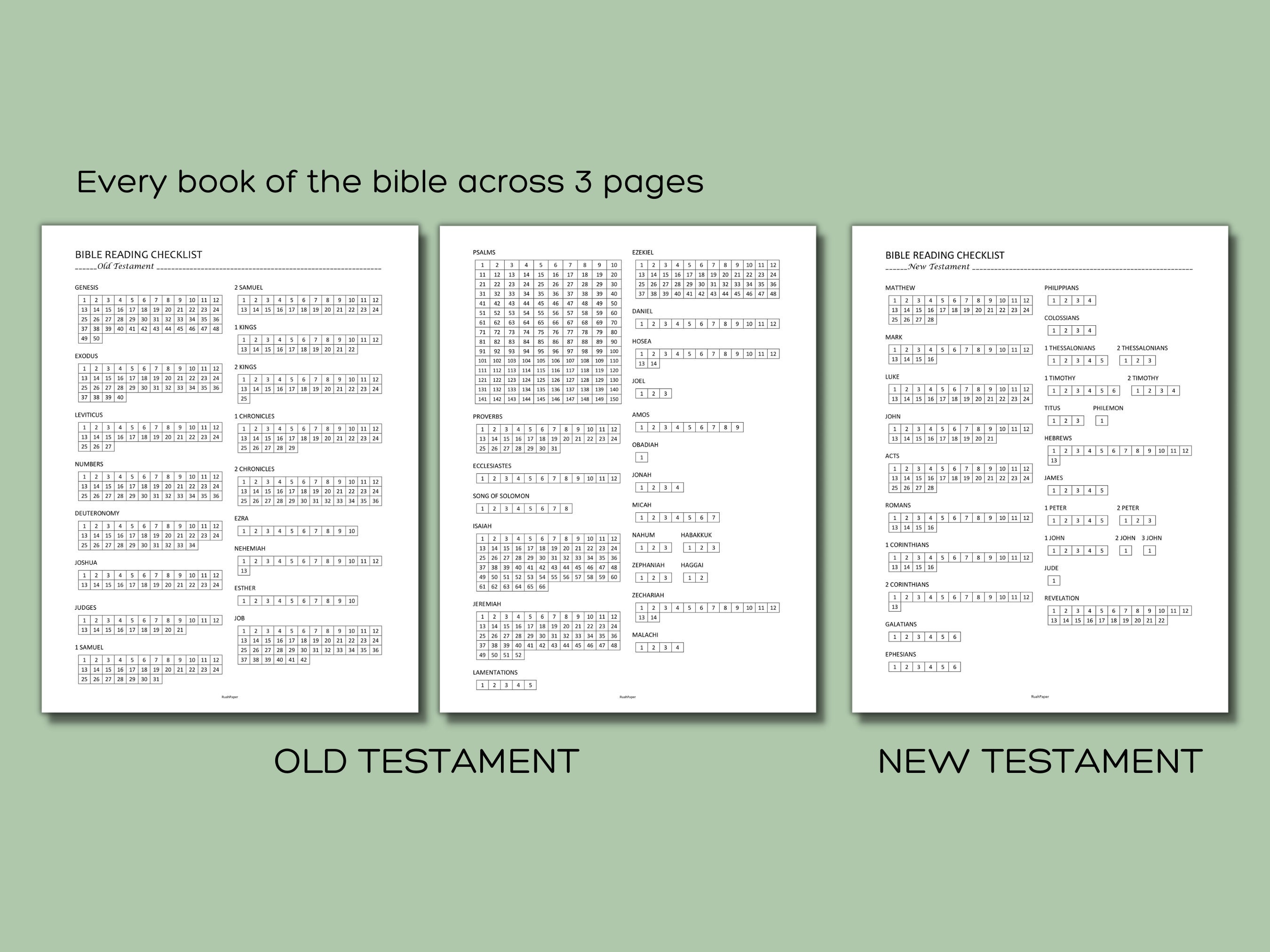 Bible Reading Checklist Printable, Bible Reading Tracker, Bible Reading ...