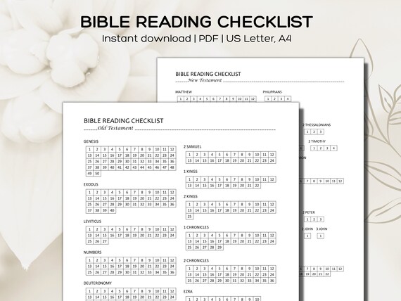 Printable Bible Reading Checklist Bible Reading Tracker | Etsy