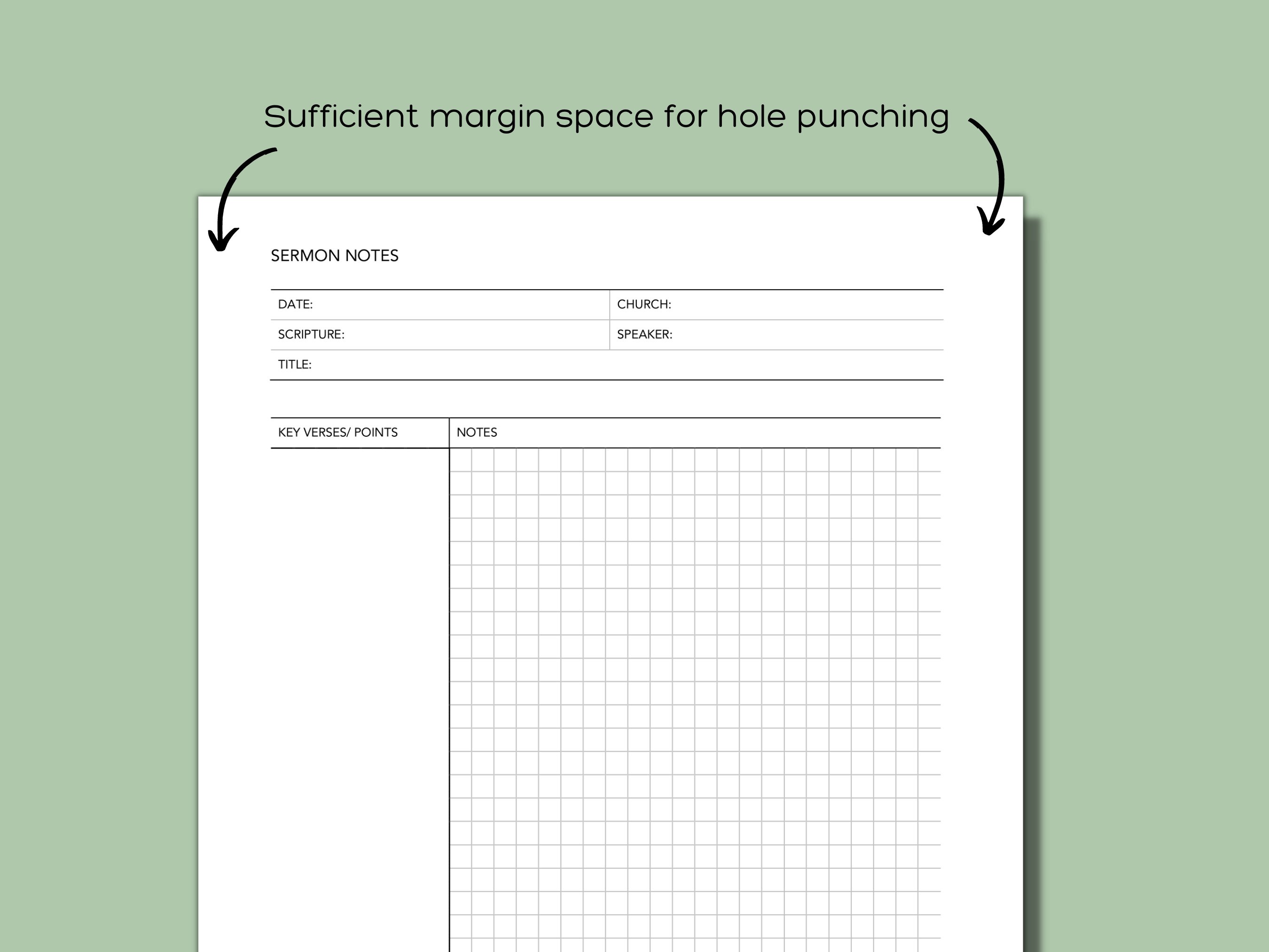 Sermon Notes Template, Printable, Lined, Blank, Grid, Spiritual Life ...