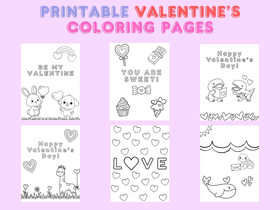 Printable Valentine's Day Coloring Pages, Easy Coloring Sheets, Cute ...