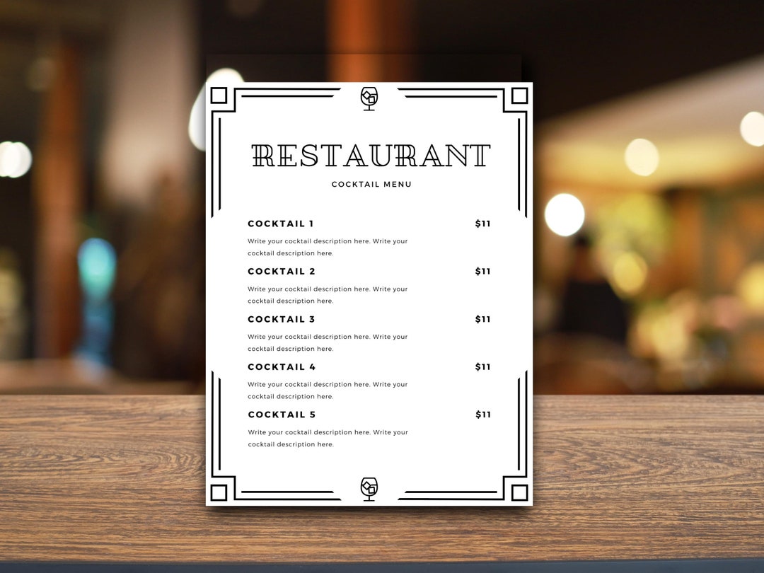 Restaurant Menu Template, Elegant Menu Template, Editable Menu Template ...