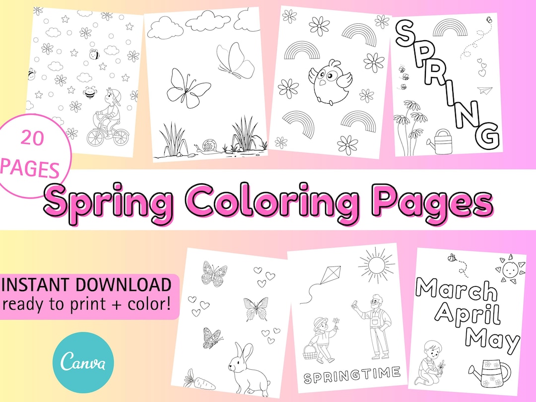 Spring Coloring Pages, Color Sheet Spring, Printable Spring Worksheet ...