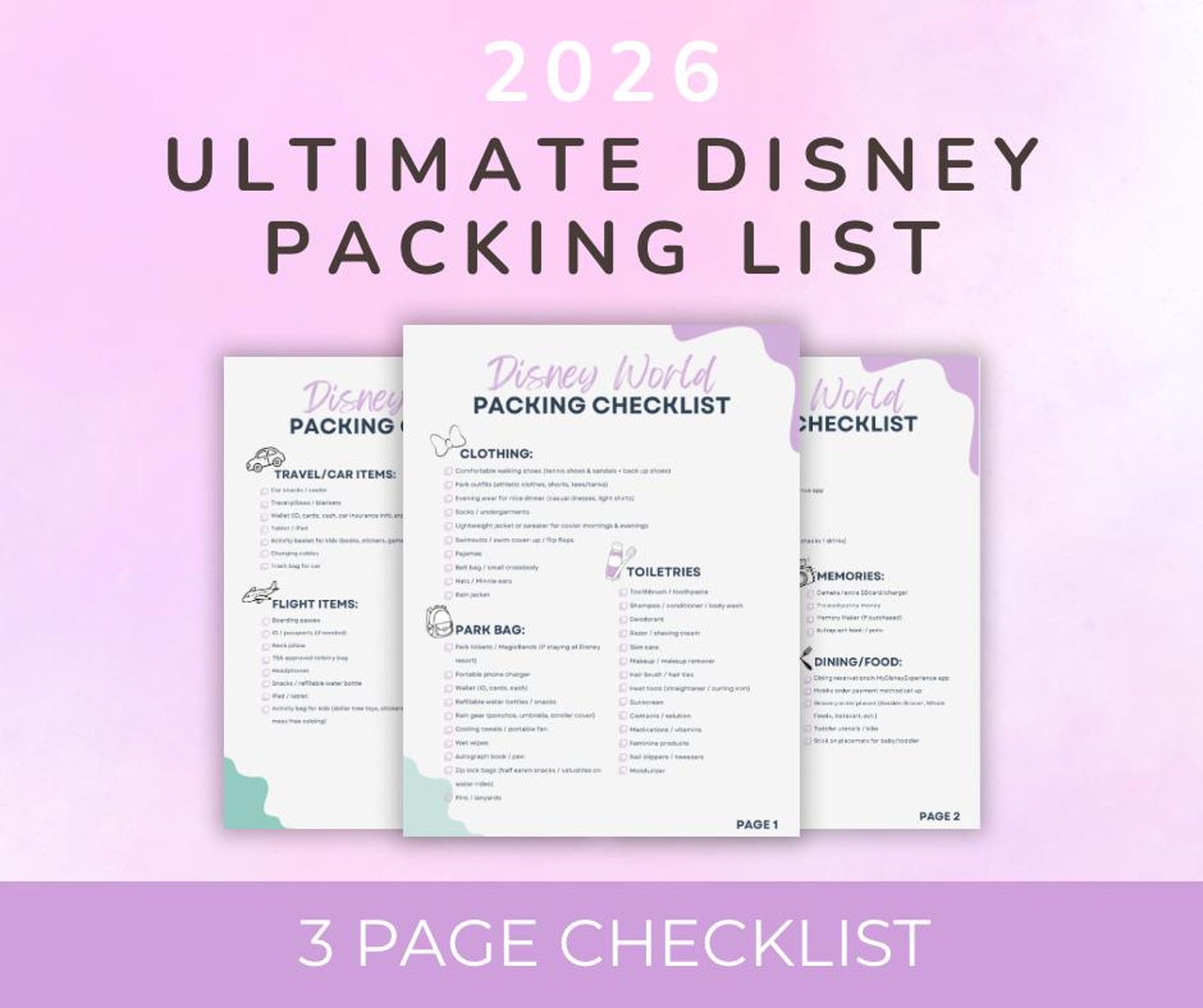 WDW Packing Checklist | Printable Disney Vacation Packing List - Etsy