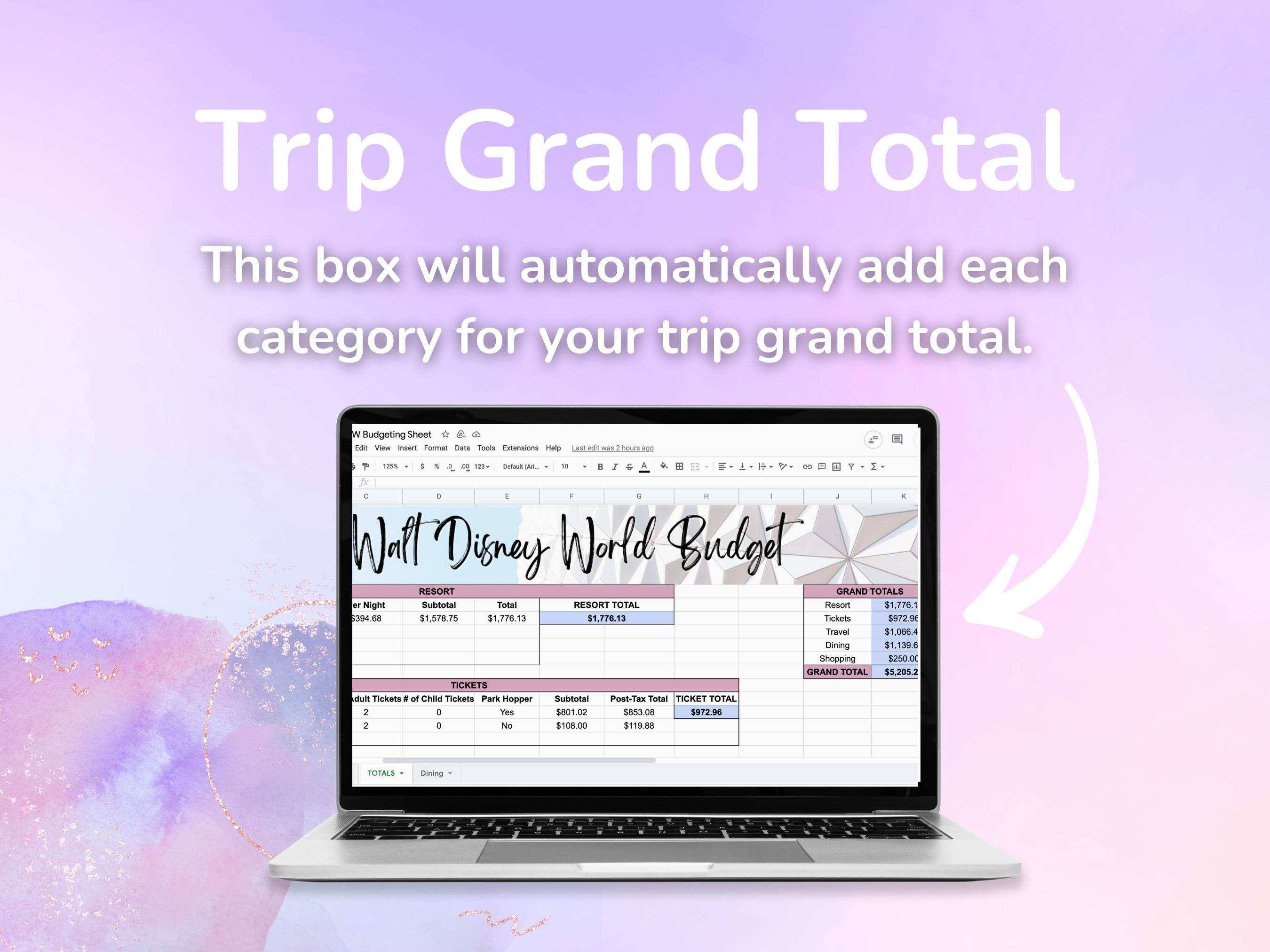 WDW Trip Budget Template | Customizable Disney Vacation Budget Planner ...