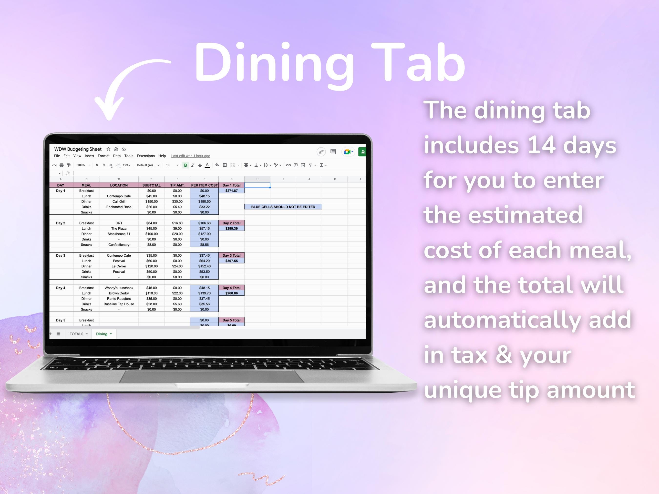 WDW Trip Budget Template | Customizable Disney Vacation Budget Planner ...