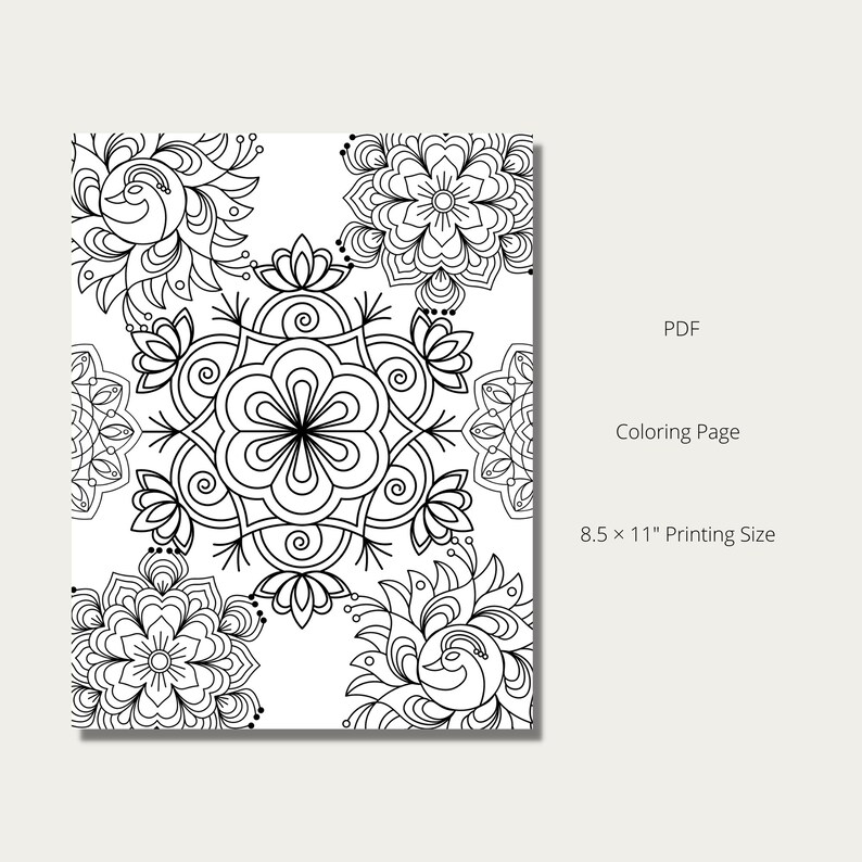 Coloring Page Flower Mandala Printable Download - Etsy
