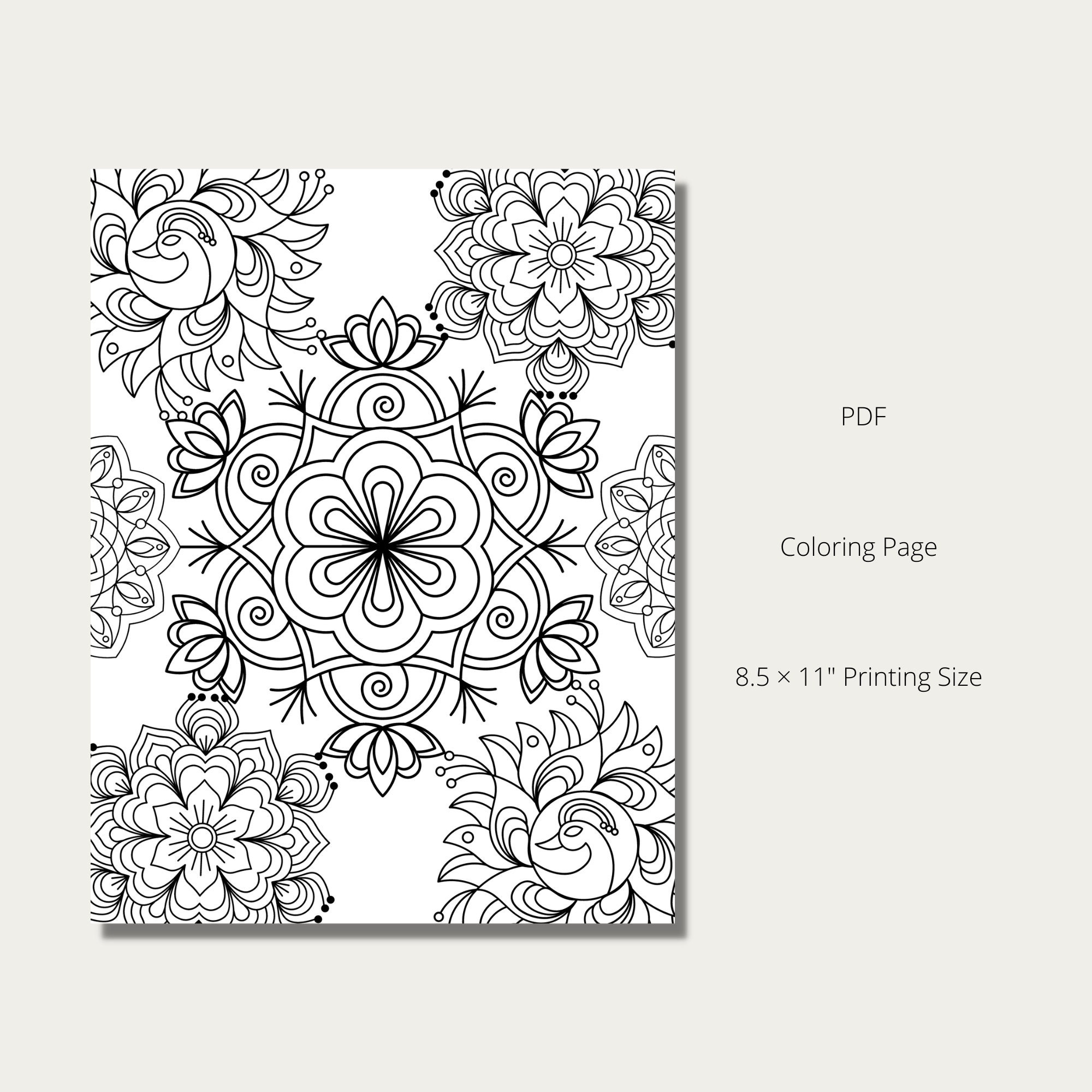 Coloring Page Flower Mandala Printable Download - Etsy
