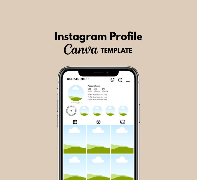 Instagram Profile Mockup Template | Editable Canva Template for Social ...