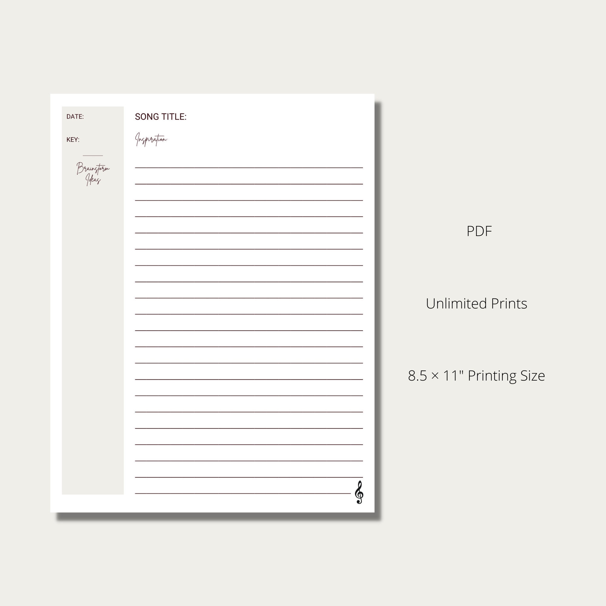 Songwriting Inspiration PDF Printable | One-page Songwriting Prompts ...