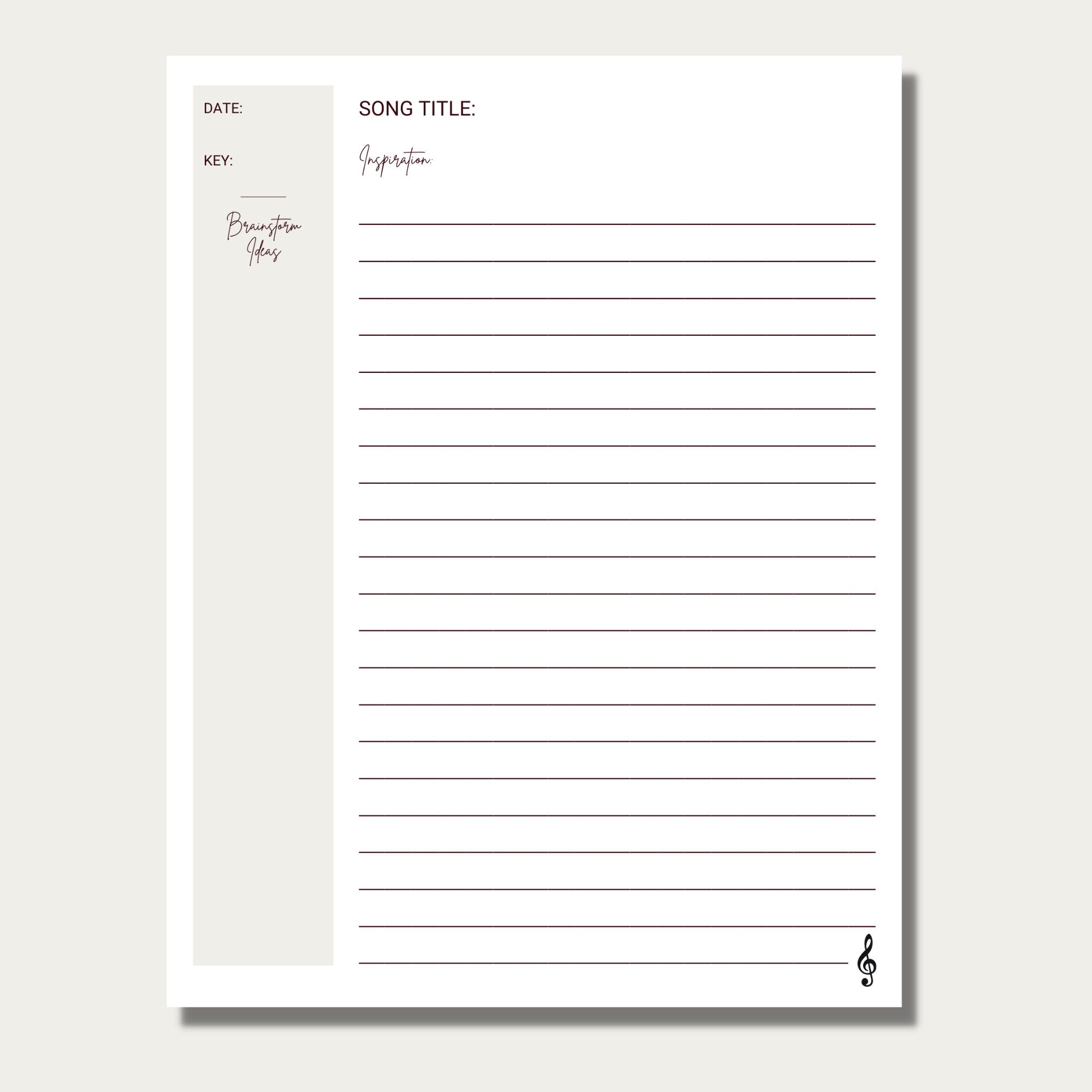 Songwriting Inspiration PDF Printable | One-page Songwriting Prompts ...