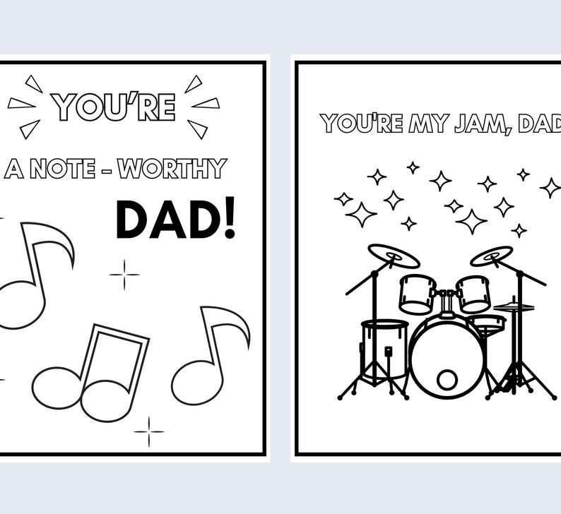 Father’s Day Coloring Pages for Kids – Music Themed Printable Sheets ...