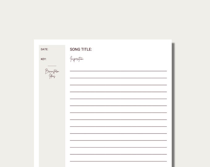 Songwriting Inspiration PDF Printable | One-page Songwriting Prompts ...