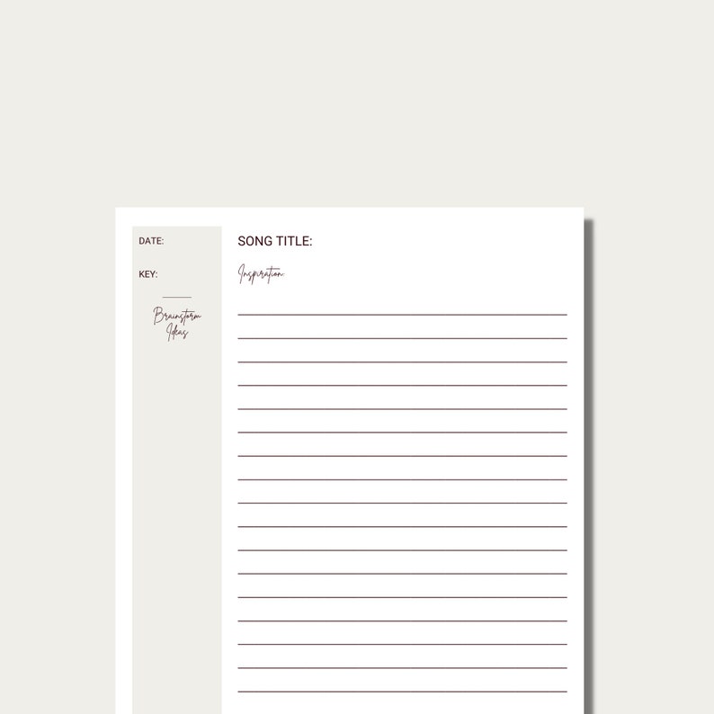 Songwriting Inspiration PDF Printable | One-page Songwriting Prompts ...