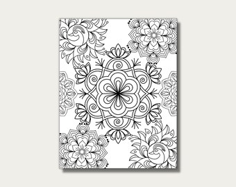 Flower Mandala 1, Adult Coloring Page, Mandala Coloring, Intricate ...