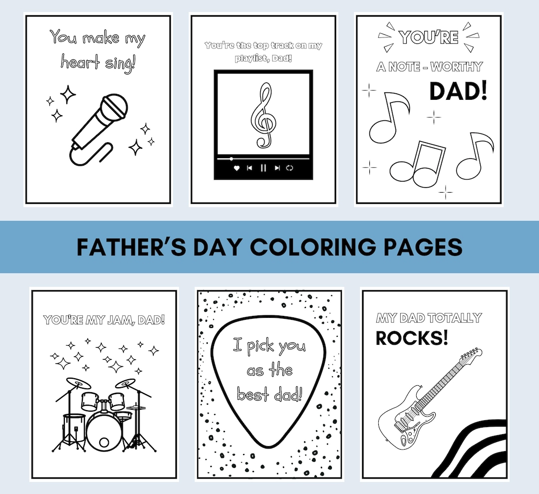 Father’s Day Coloring Pages for Kids – Music Themed Printable Sheets ...