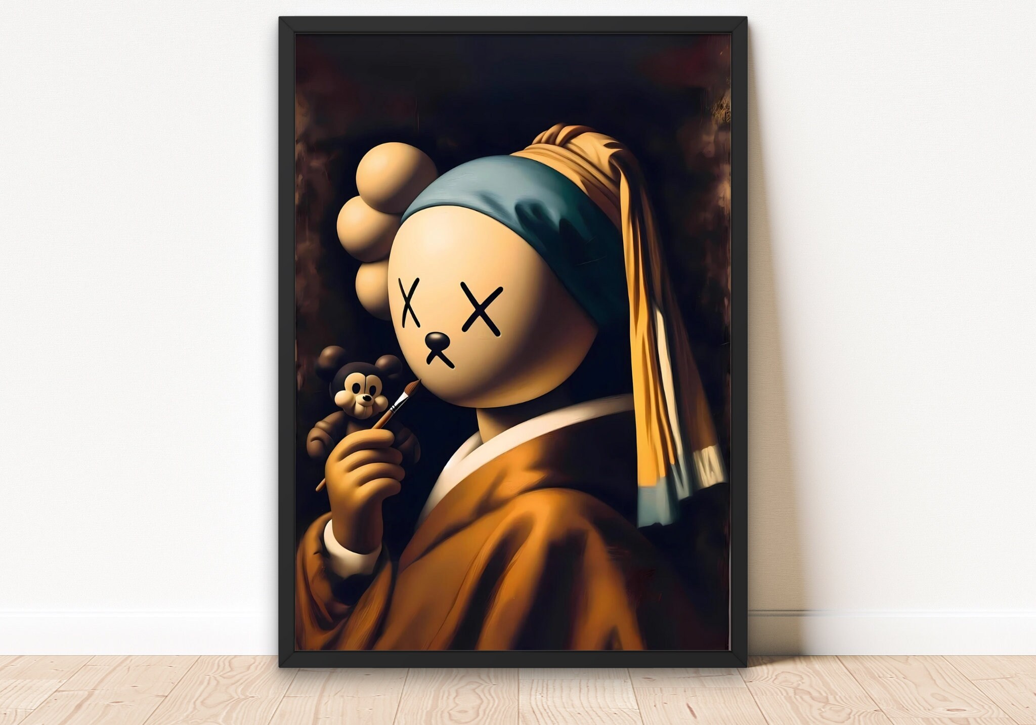 KAWS Girl With A Pearl Earring Poster, Framed Hypebeast Kaws Poster ...
