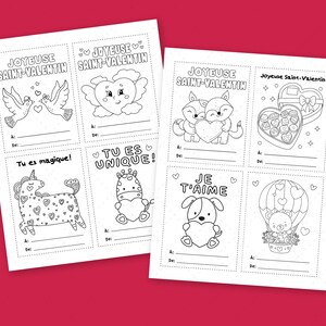French Valentine's Day Printable Coloring Cards, Kids Valentines Cards ...