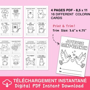 French Valentine's Day Printable Coloring Cards, Kids Valentines Cards ...