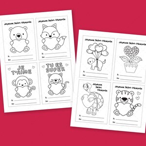 French Valentine's Day Printable Coloring Cards, Kids Valentines Cards ...