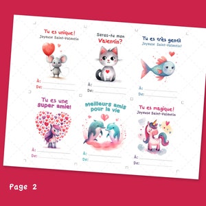 Printable Valentine's Day Cards in FRENCH, Mini Animal Valentine's Day ...