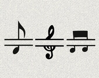 Music Notes Split Svg - Etsy
