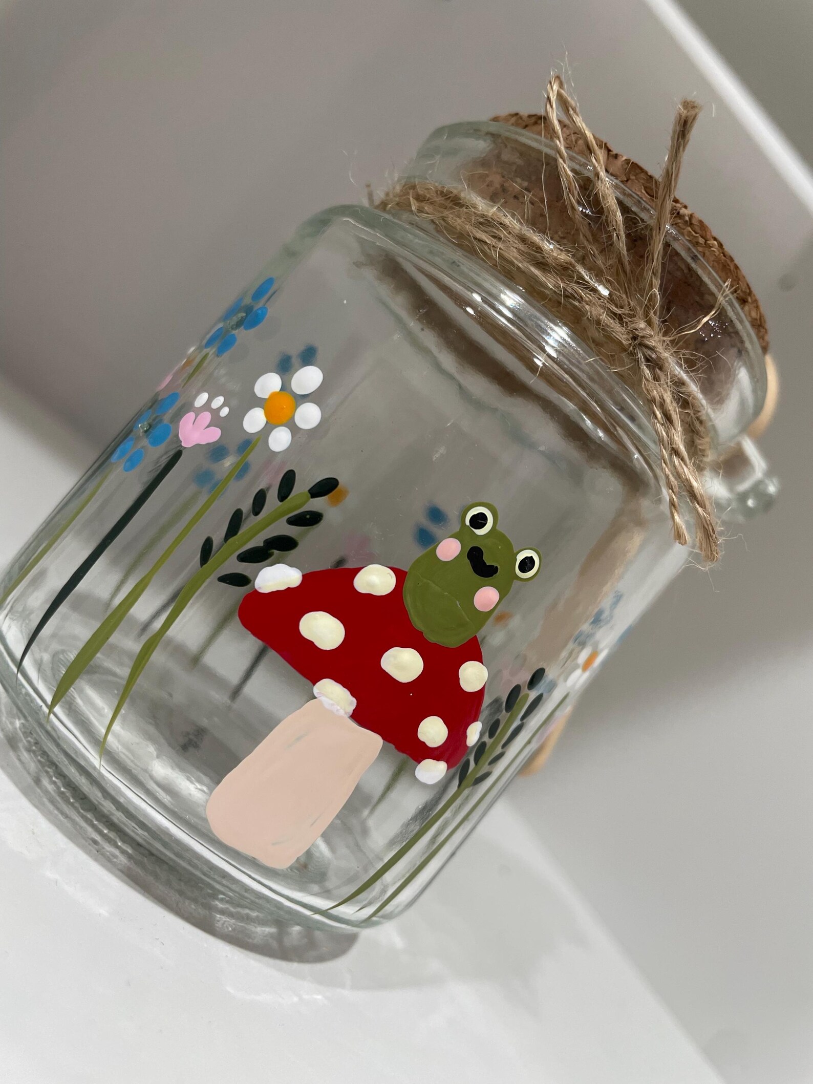 Hand Painted Frog Mushroom Jar With a Spoon - Etsy UK