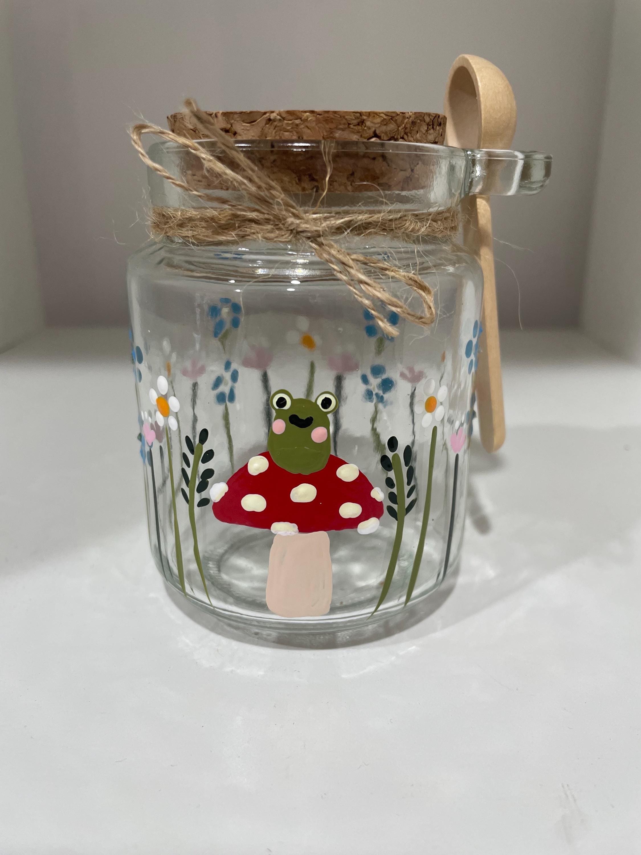 Hand Painted Frog Mushroom Jar With a Spoon - Etsy UK