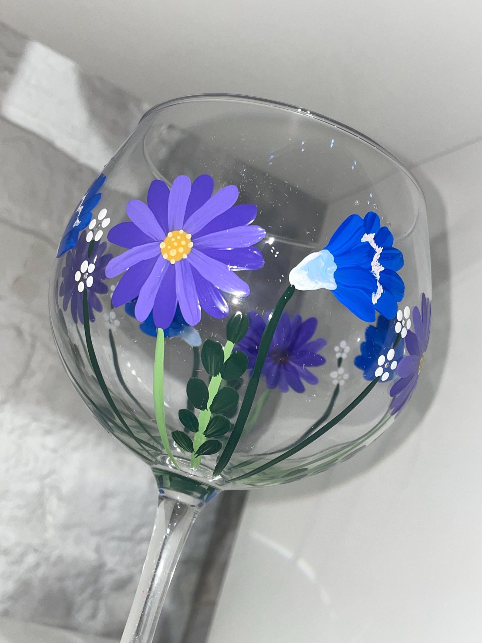 Hand Painted Morning Glory Gin Glass September Birth Flower Cocktail ...
