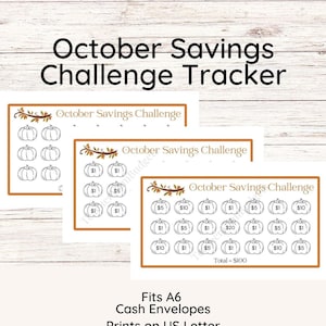 October Savings Challenge - Pumpkin Theme - Mini Savings Challenge - A6 ...