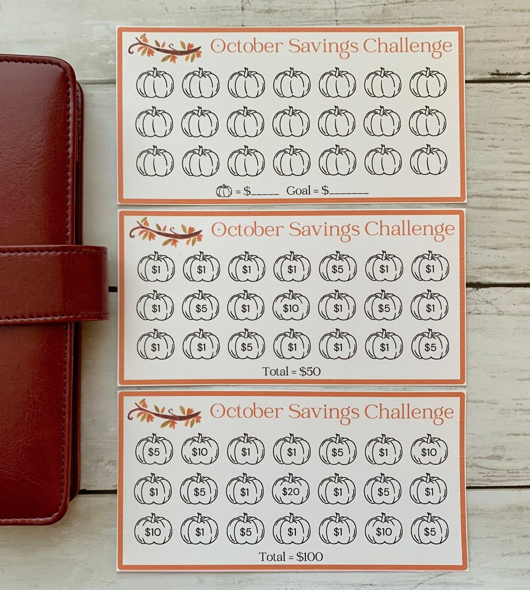 October Savings Challenge - Pumpkin Theme - Mini Savings Challenge - A6 ...
