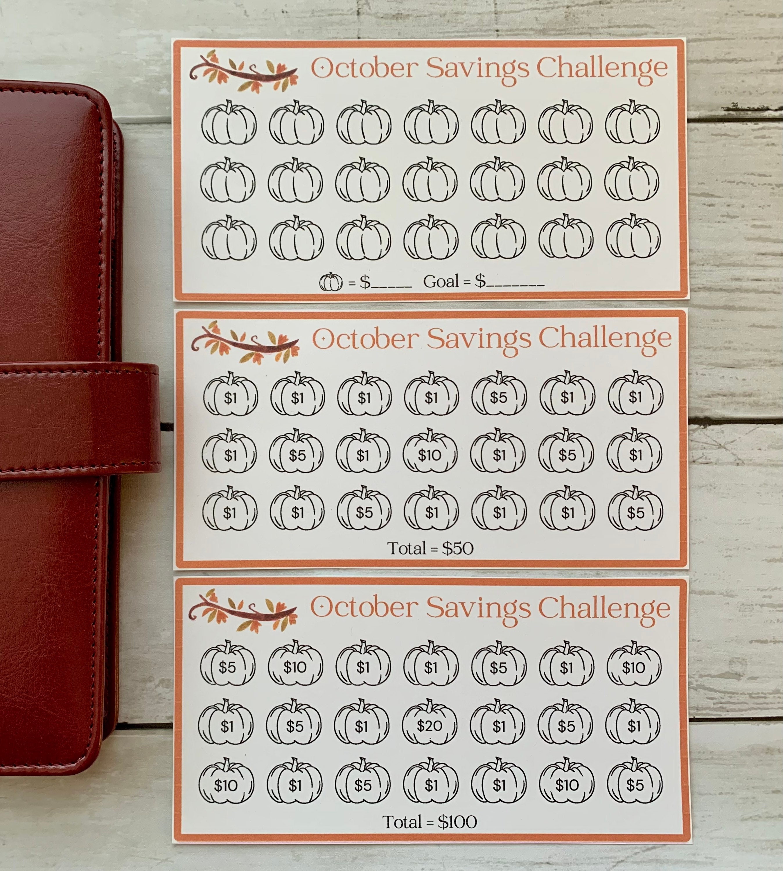 October Savings Challenge - Pumpkin Theme - Mini Savings Challenge - A6 ...
