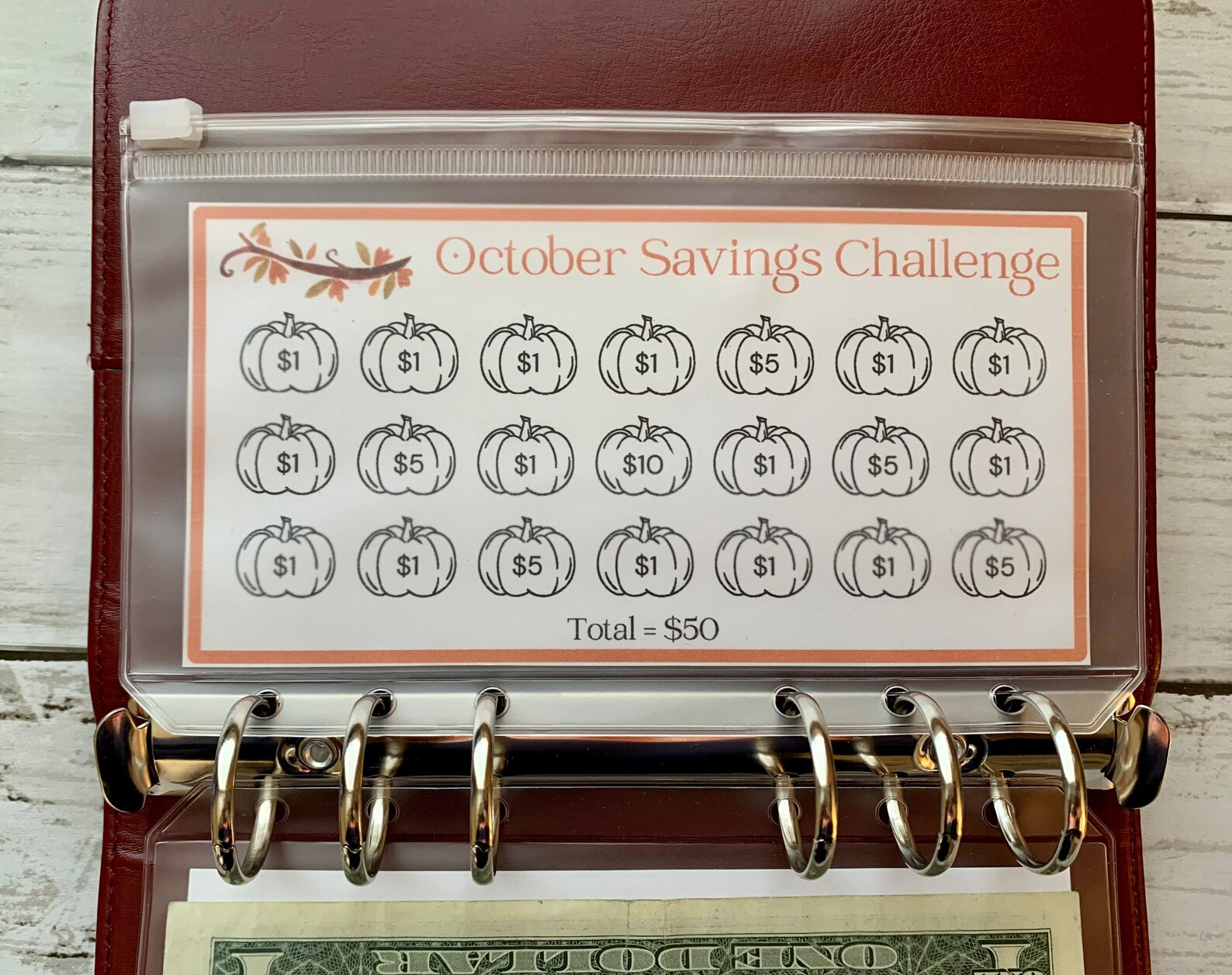 October Savings Challenge Pumpkin Theme Mini Savings Challenge A6 Cash ...