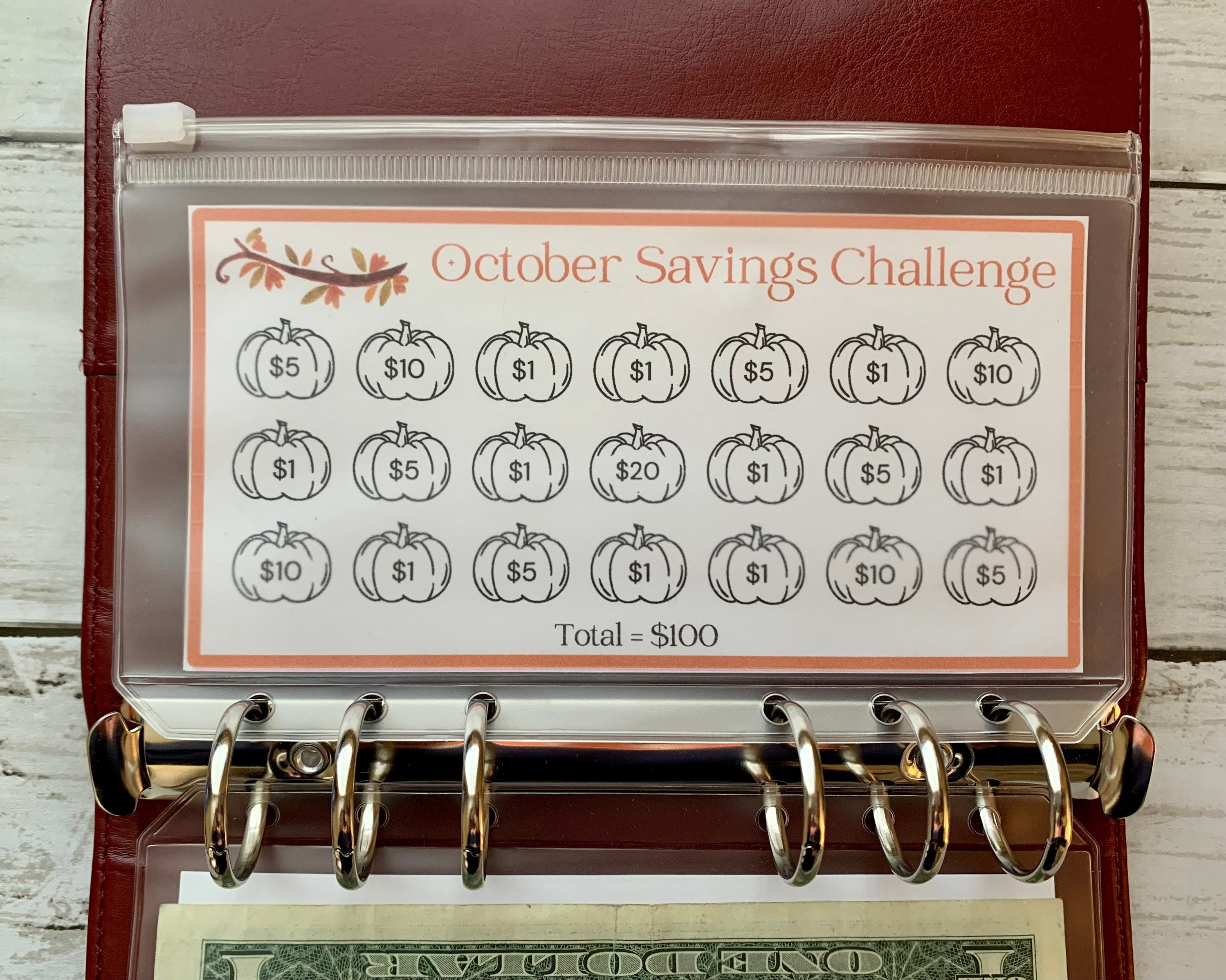 October Savings Challenge Pumpkin Theme Mini Savings Challenge A6 Cash ...